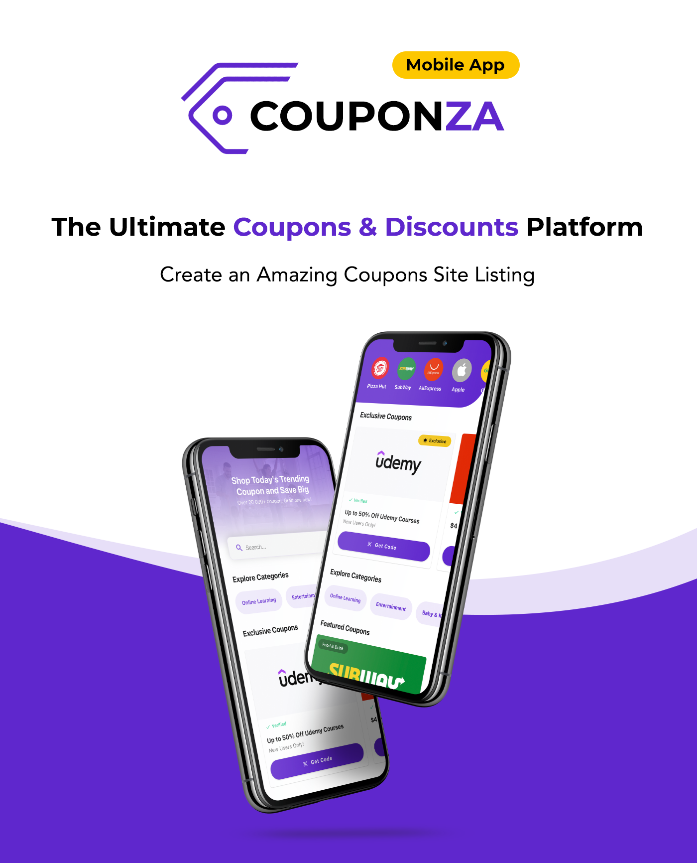 Couponza Mobile – React Native Ultimate Coupons & Discounts – Wicombit