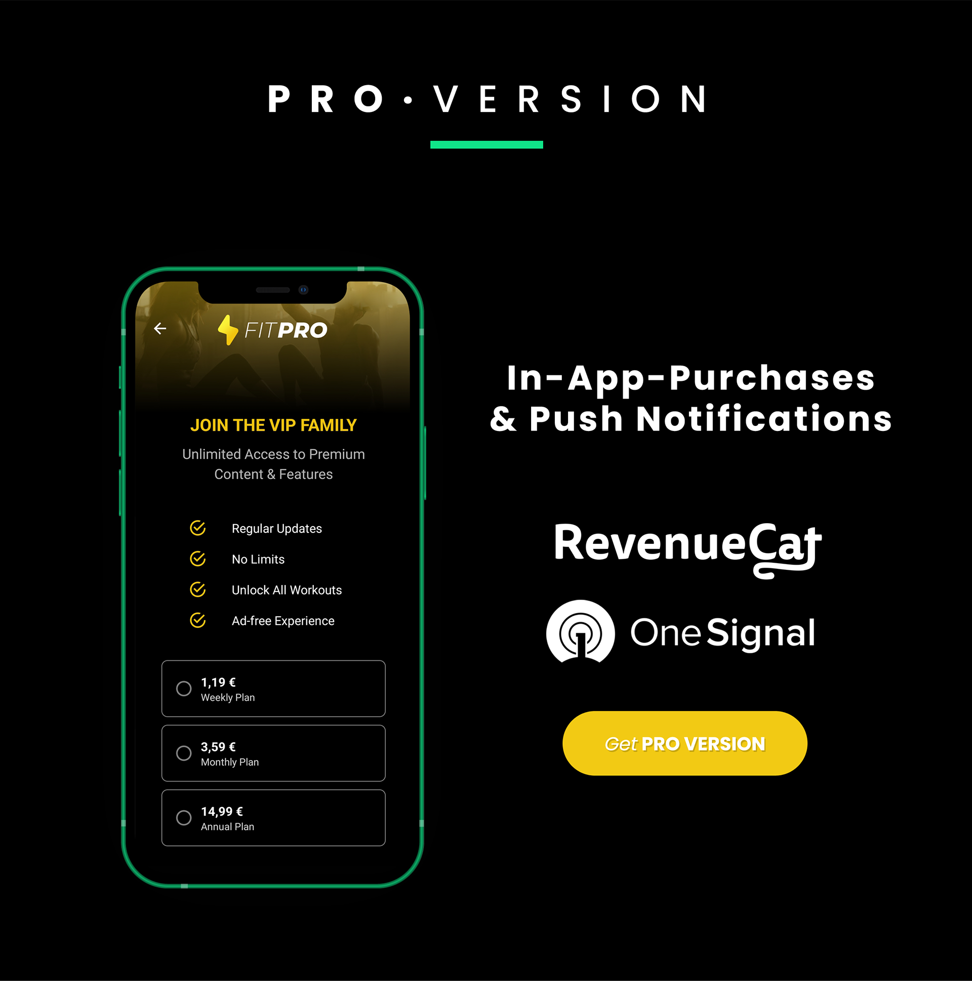 FitPro – Complete React Native Fitness App + In-App-Purchases – Wicombit